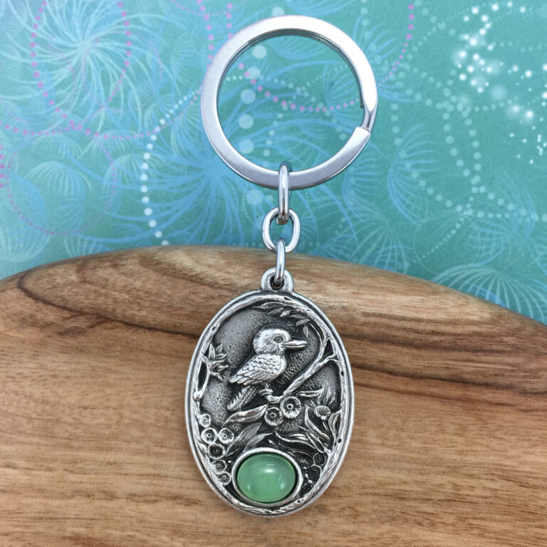 Kookaburra Australian Souvenir Keyring in Nature Setting with Green ...